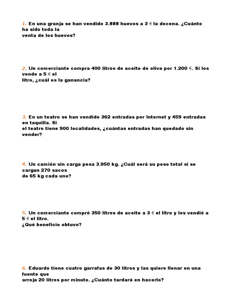 Problemas de matemáticas 6º primaria | PDF | Naturaleza | Business