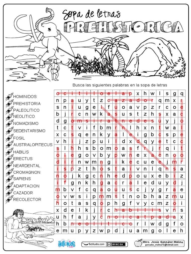 Sopa de Letras: Prehistoria y Hominidos | PDF | Paleolítico