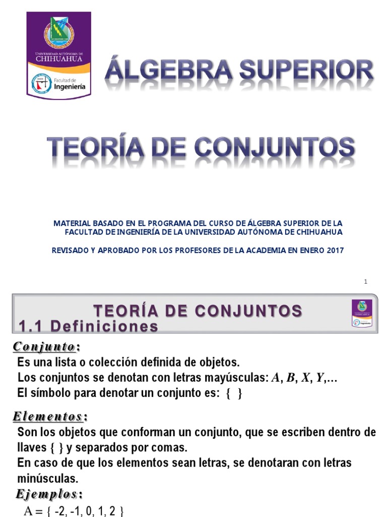 Unidad I Álgebra Superior PDF | PDF | Conjunto (Matemáticas ...
