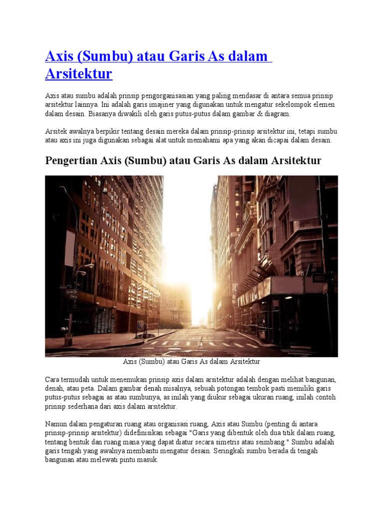 Pengertian Axis (Sumbu) dalam Arsitektur | PDF