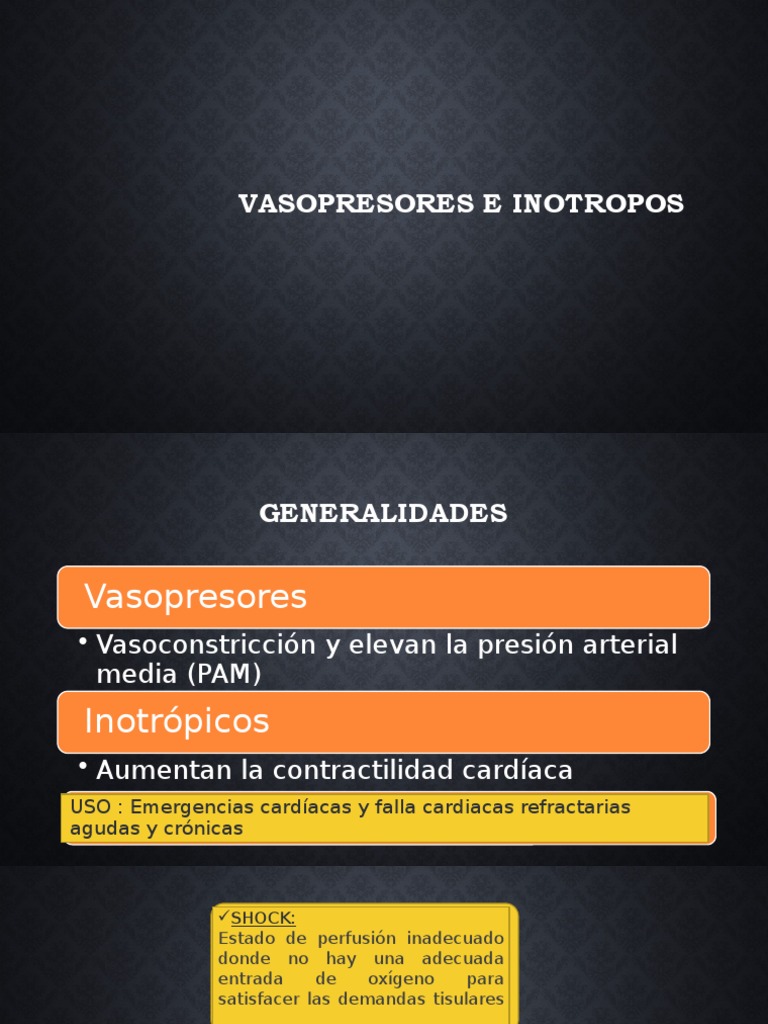 Vasopresores e Inotropicos | PDF | Corazón | Norepinefrina
