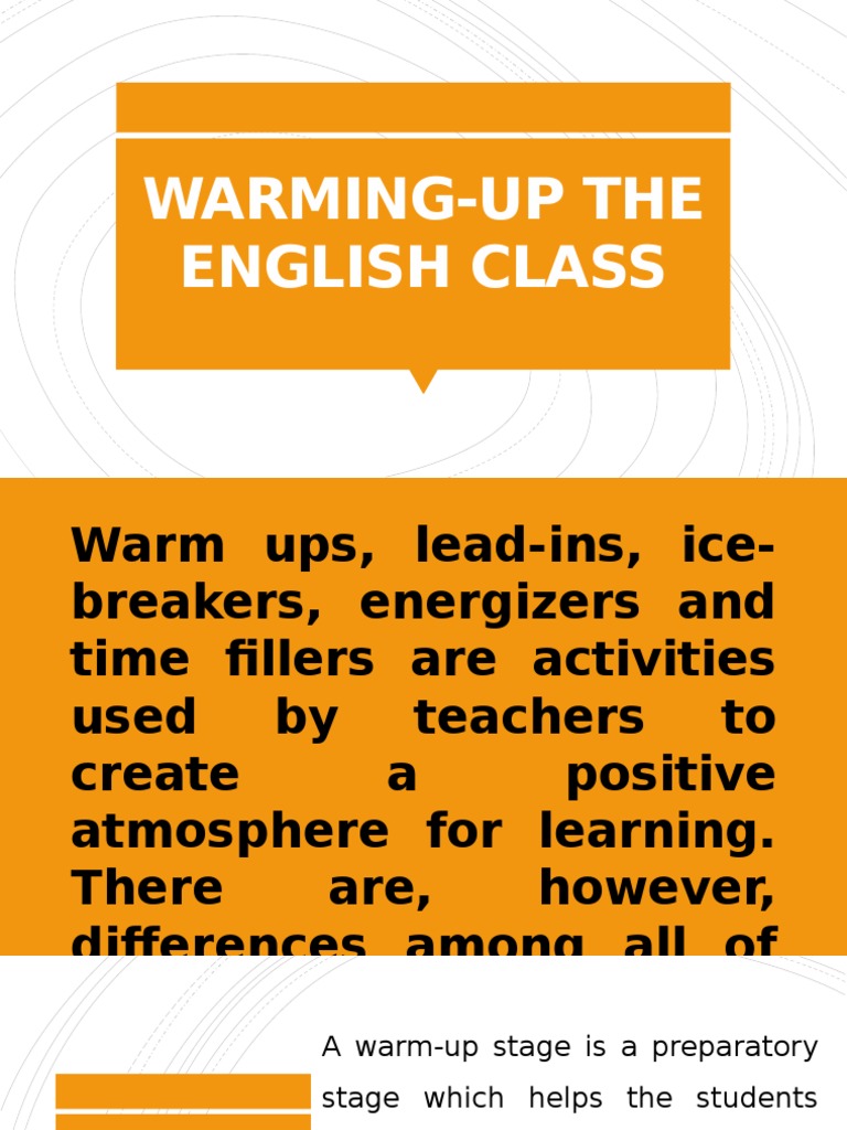 Warming-Up The English Class | PDF | Classroom | Teachers