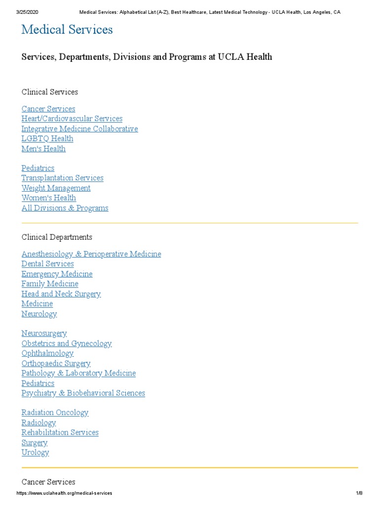 Medical Services - Alphabetical List (A-Z), Best Healthcare, Latest ...