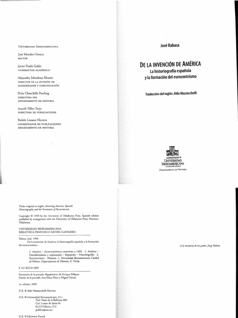 José Rabasa - de La Invención de América - La Historiografía Española y ...