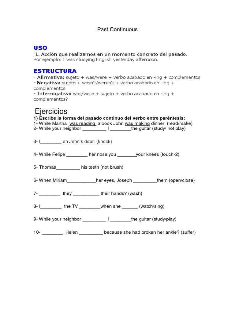 Past Continuous | PDF | Grammar | Language Mechanics