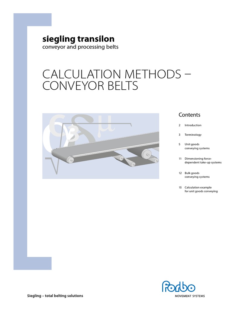 Calculation Methods - Conveyor Belts | PDF | Belt (Mechanical) | Physics