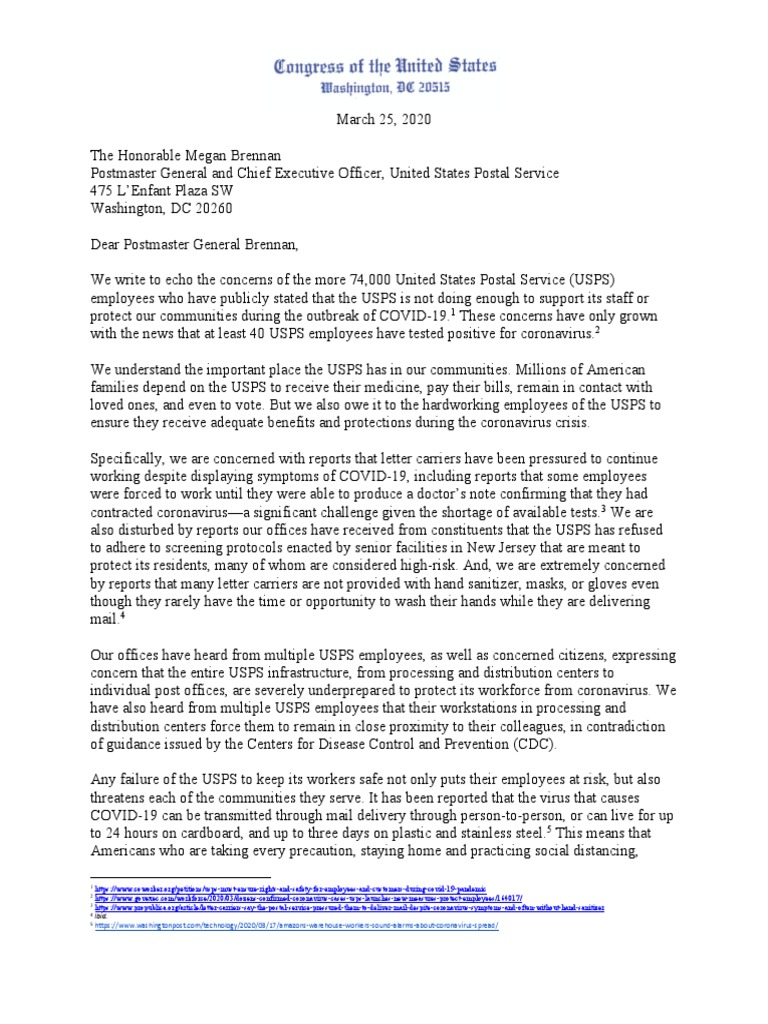 USPS Letter Re: COVID-19 | PDF | United States Postal Service | Public ...