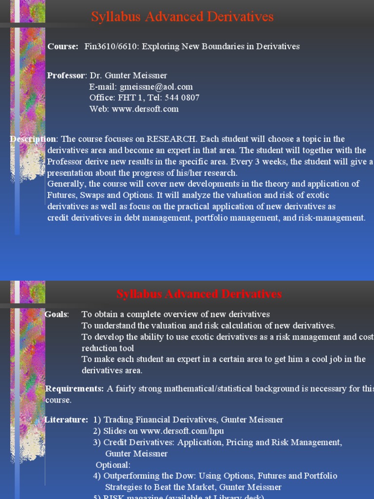 Advanced Derivatives HPU | PDF | Option (Finance) | Derivative (Finance)