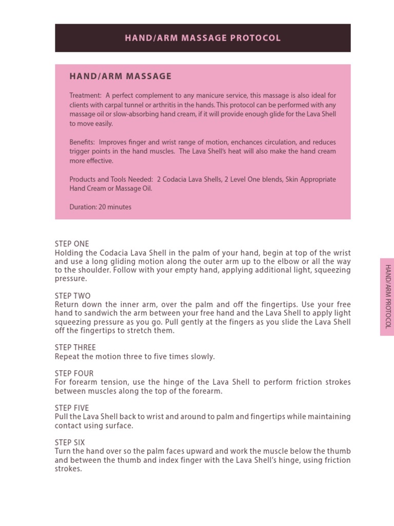 Lava Shell Training Manual Hand Arm Massage PDF | PDF | Finger | Hand