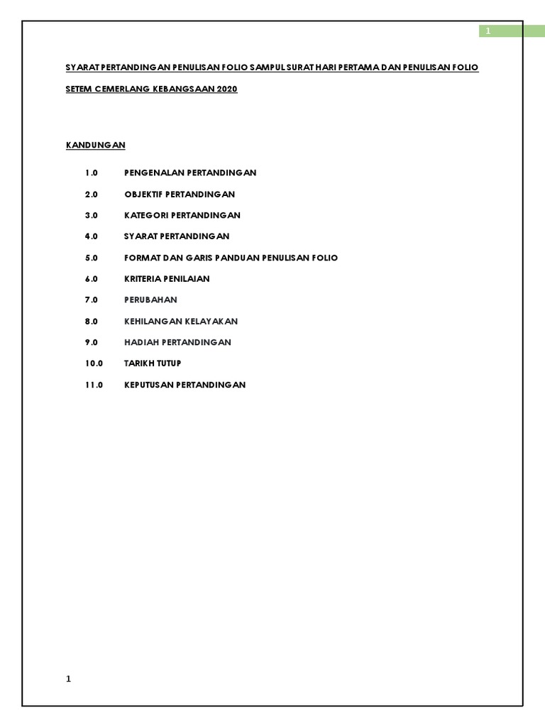 Syarat Pertandingan Penulisan Folio Setem & SSHP | PDF