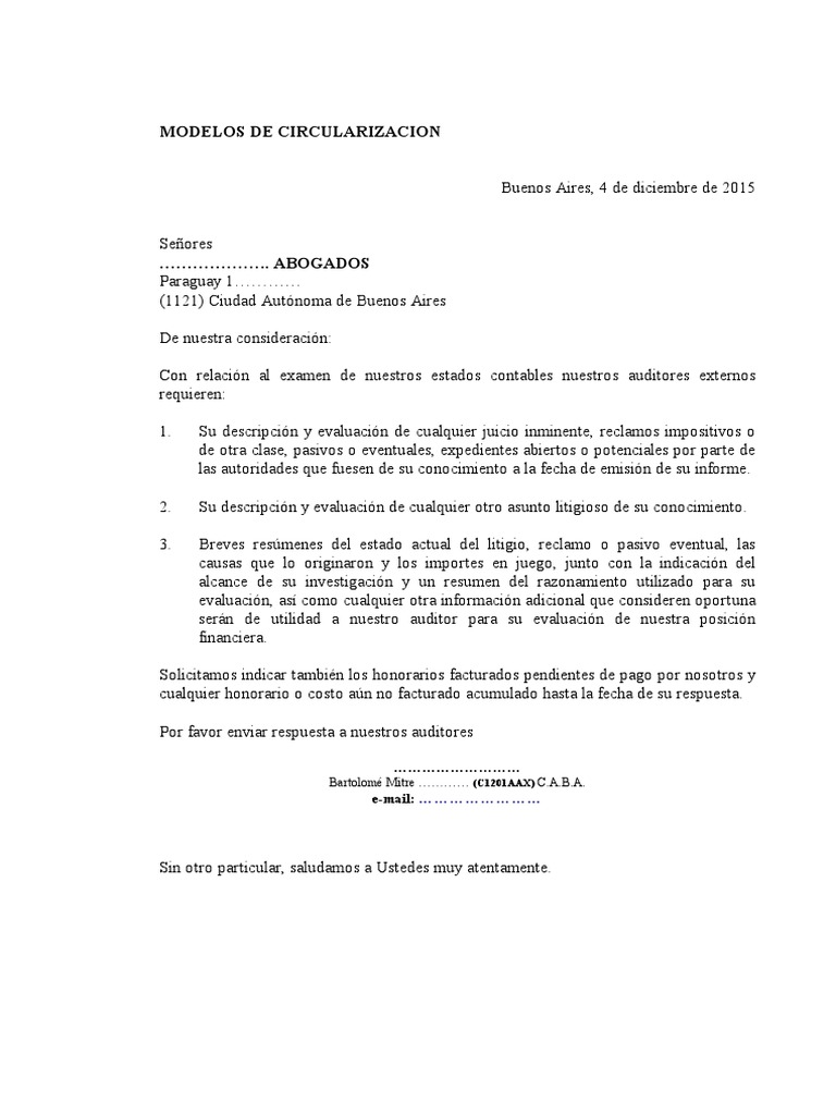 Modelos de Circularizacion | PDF | Buenos Aires | Bancos