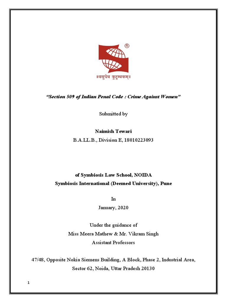 Section 509 of IPC | PDF | Assault | Crime & Violence