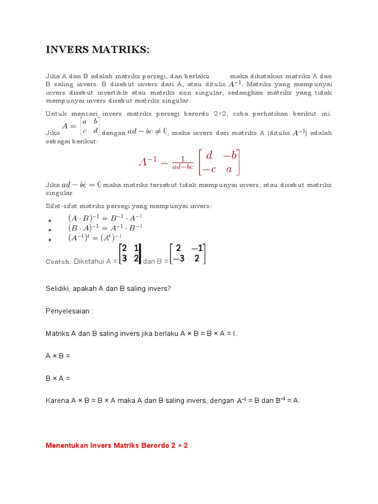 Invers Matriks | PDF