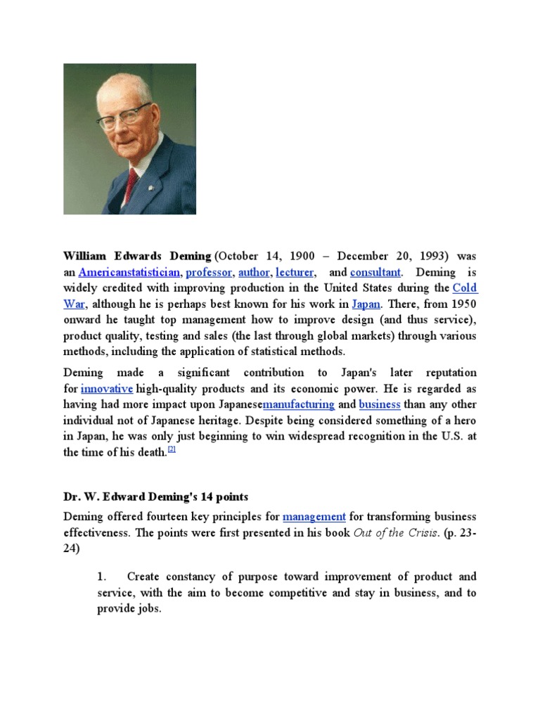William Edwards Deming | Download Free PDF | Business