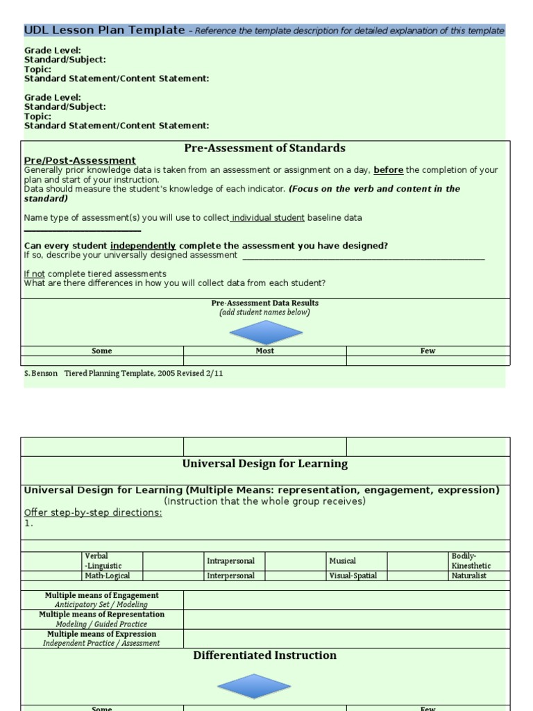 Detailed UDL Lesson Plan Template | PDF | Behavior Modification | Cognition