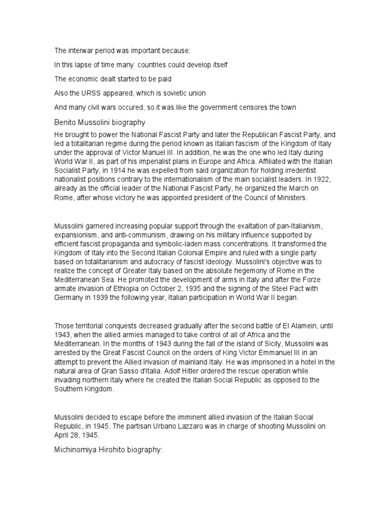 The Interwar Period | PDF | Nazi Germany | Fascism