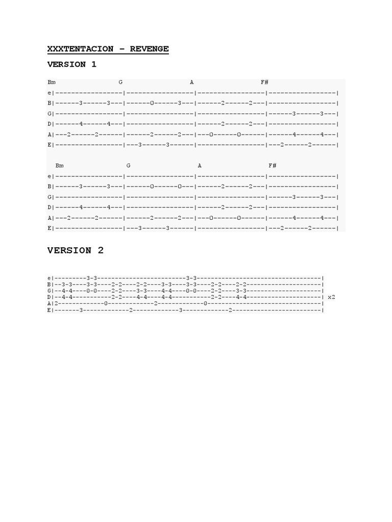 XXXTENTACION - Revenge Guitar Tab | PDF