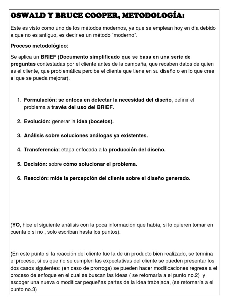 Oswald y Bruce Cooper Metodologia Sintetizada | PDF