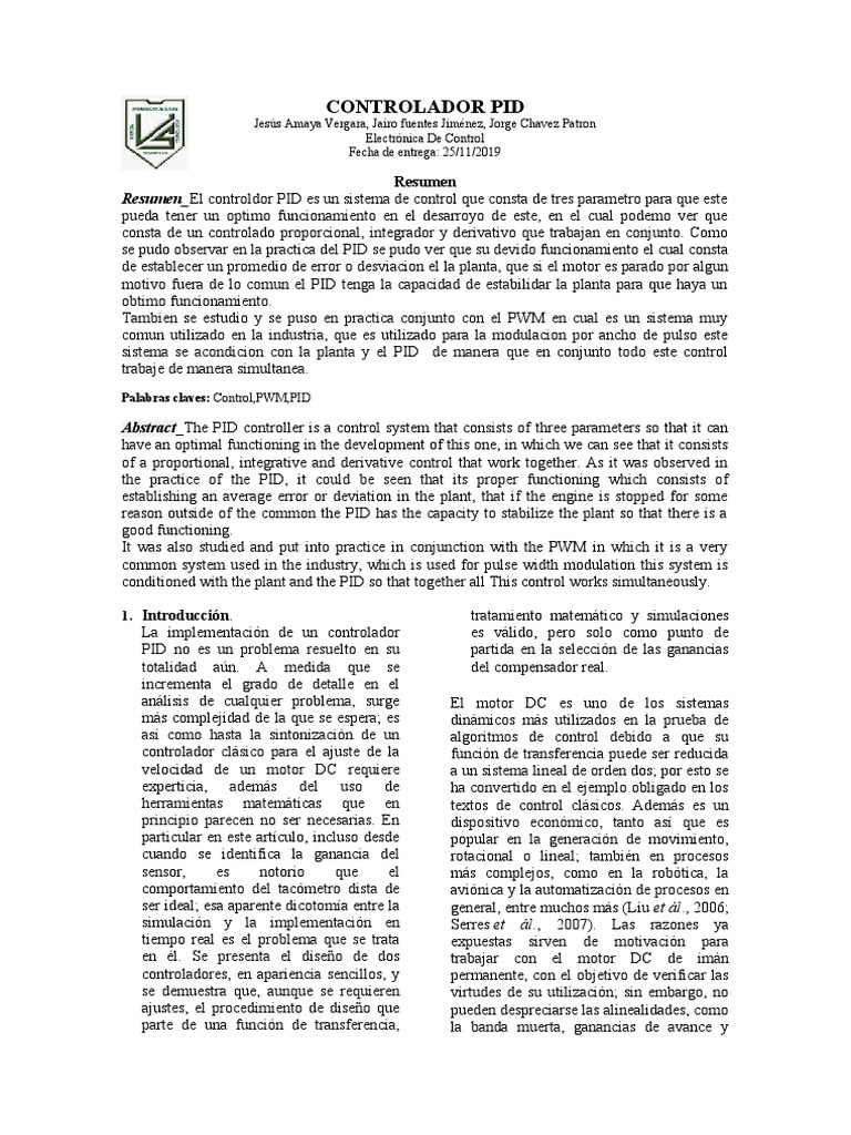 Control Pid Proyecto Final | PDF | Ingenieria Eléctrica | Electromagnetismo