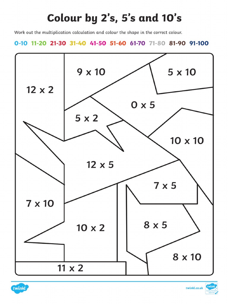 T N 5337 Colour by 2s 5s and 10s Mixed Multiplication | PDF