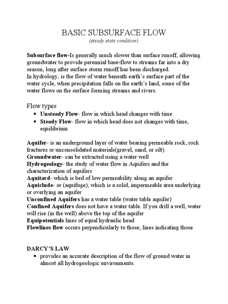 Understanding Basic Subsurface Flow | PDF | Aquifer | Hydrogeology