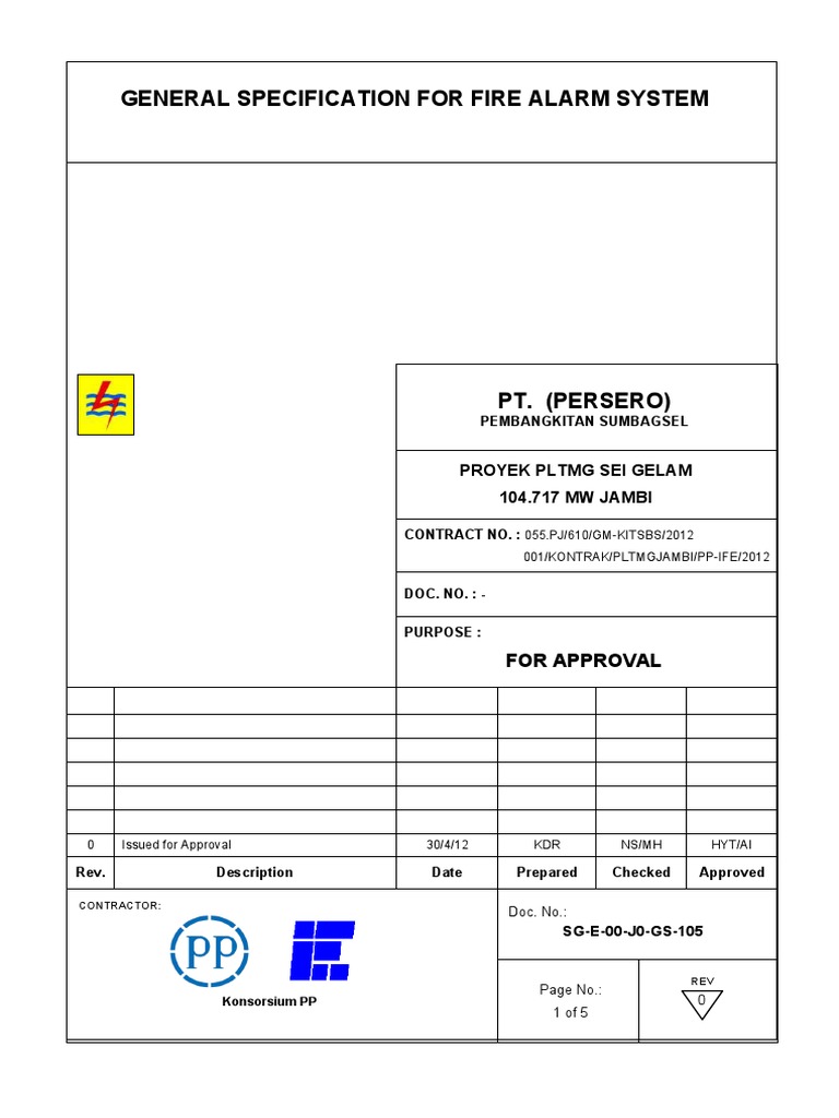 Fire Alarm System Specification Jambi | PDF | Sensor | Specification ...
