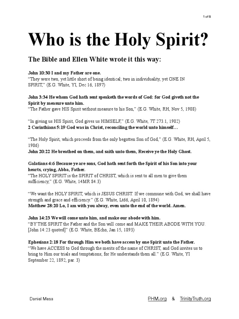 Comforter Who Is The Holy Spirit Bible and EGW | PDF | God The Father ...