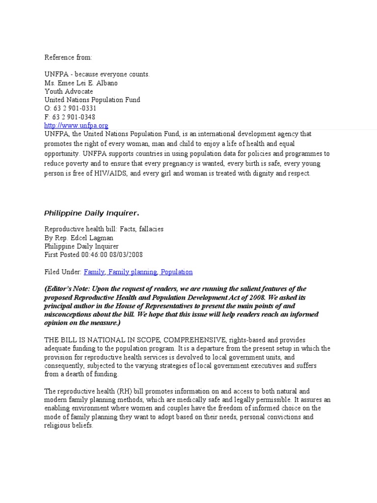 UNFPA reference letter promotes reproductive health and rights | PDF ...