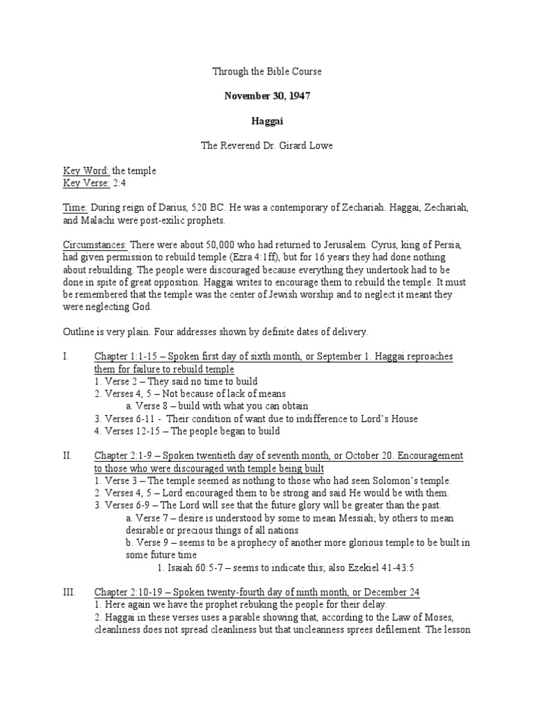 Haggai Outline PDF | PDF | Religious Texts | Books Of The Hebrew Bible