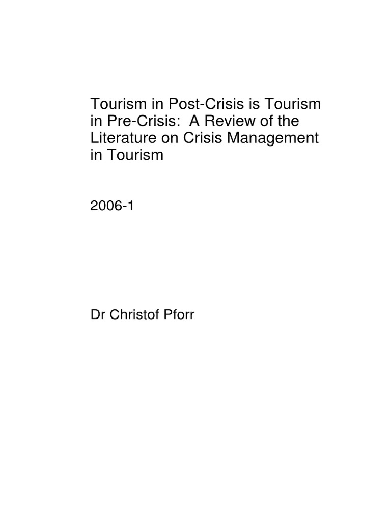 Tourism Crisis Management Review | PDF | Crisis Management | Tourism