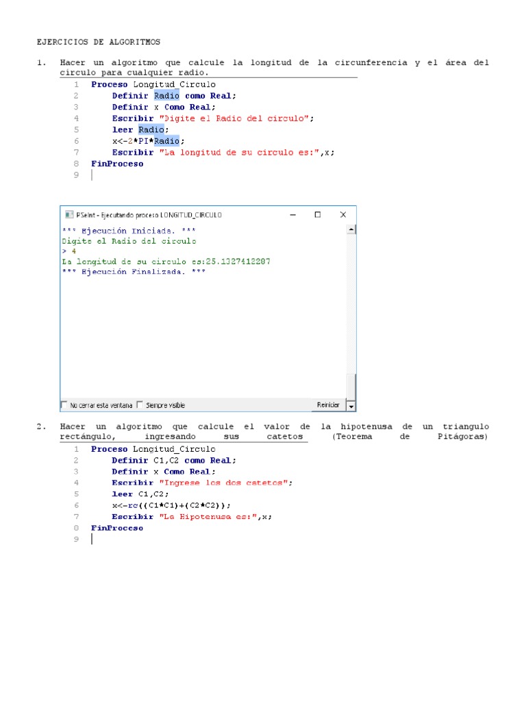 Ejercicios Prácticos de Algoritmos | PDF | Triángulo | Algoritmos