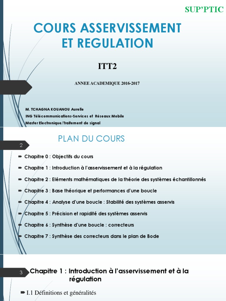 Asservissement et Régulation en Systèmes | PDF | Automatisation ...