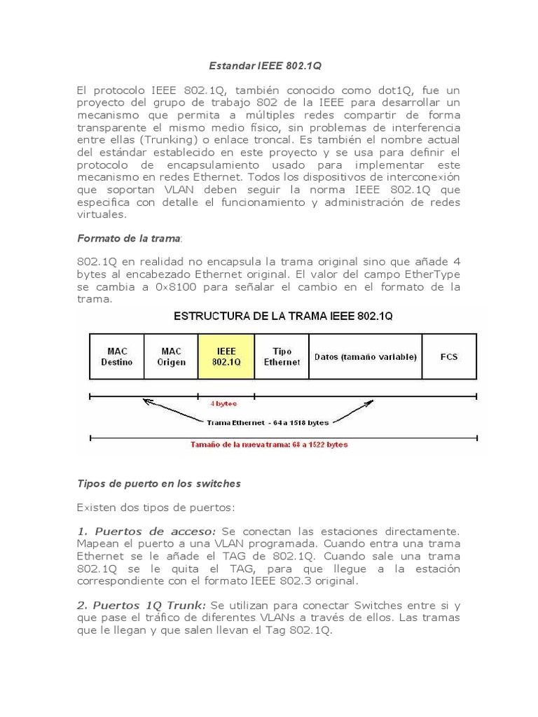 Protocolo IEEE 802.1Q y VLANs | PDF