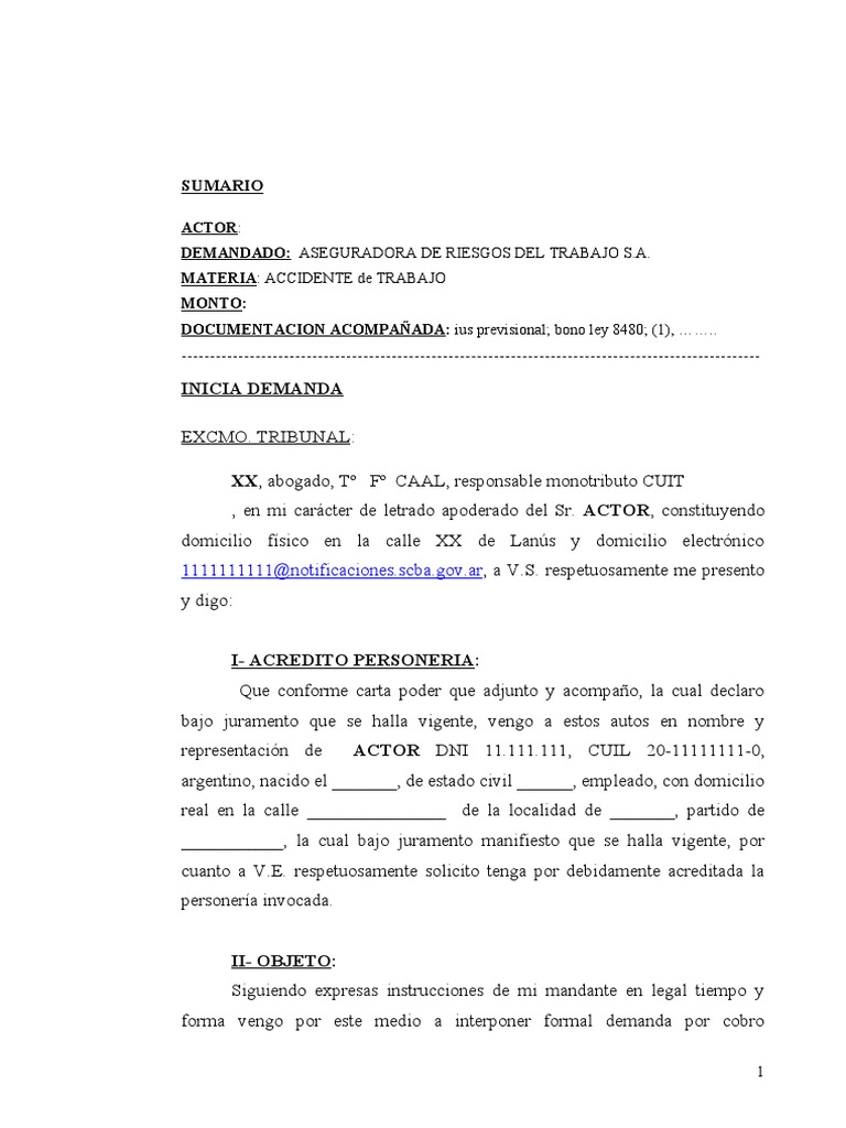 Modelo de Demanda Art | PDF | Debido al proceso | Constitución