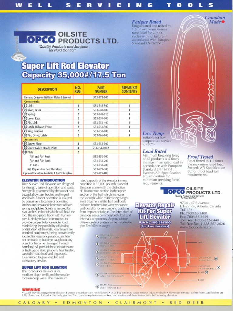 Sucker Rod Elevators (17.5-Ton) | Download Free PDF | Elevator | Screw