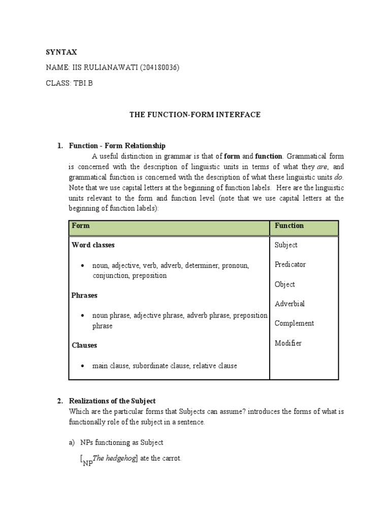 Form - Function Interface | Download Free PDF | Clause | Phrase