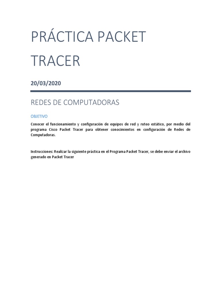 Practica RUTEO ESTATICO | PDF | Enrutador (Computación) | Dirección IP