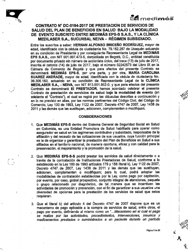 813001952-Clinica Medilaser Sucursal Neiva-Dc-0194-2017-Evento RS PDF | PDF