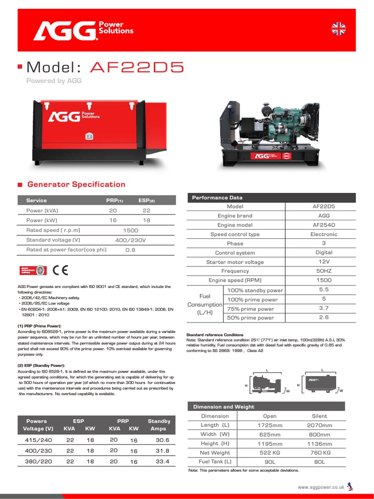 DG Spec Af22d5 | PDF | Coolant | Engines