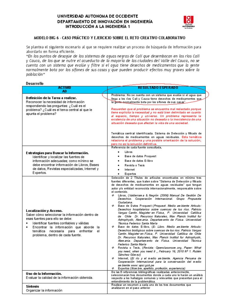MODELO BIG 6 Caso Practico | PDF | Ingeniería | Science