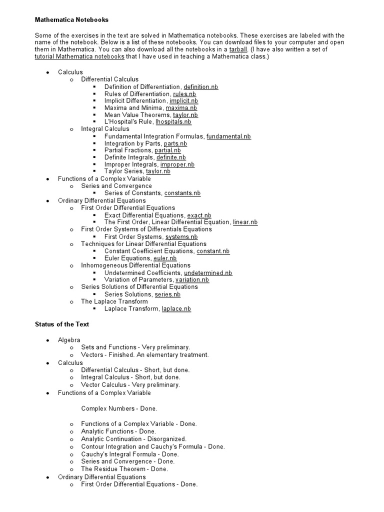 Mathematica Notebooks | PDF | Ordinary Differential Equation | Equations