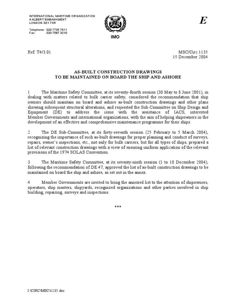 Drawings - MSC 1135 | PDF | Ships | Water Transport