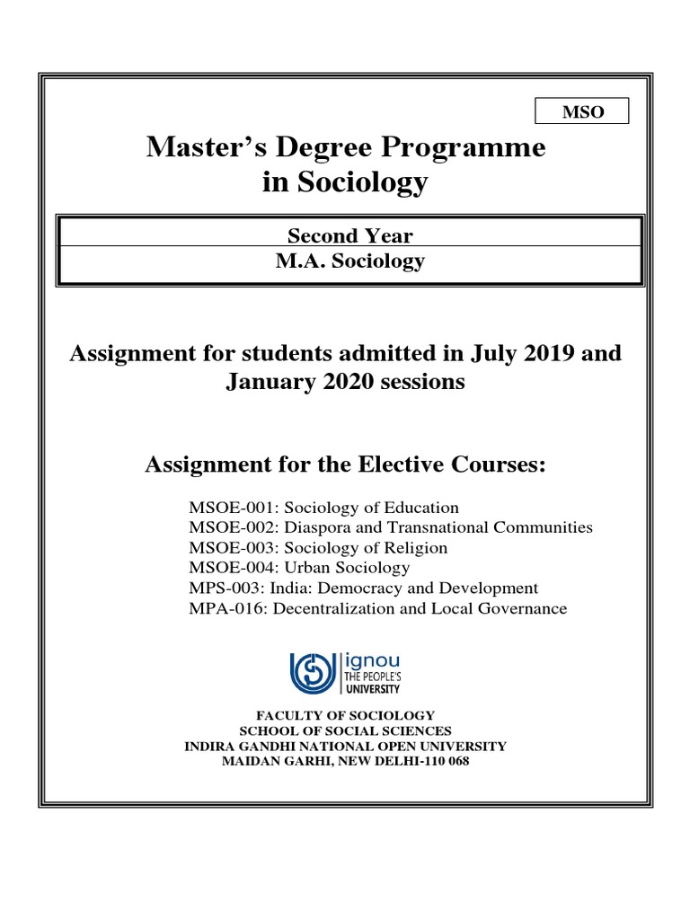 MSO 2nd Year Assignments 2019-20 (English) PDF | PDF | Diaspora | Sociology