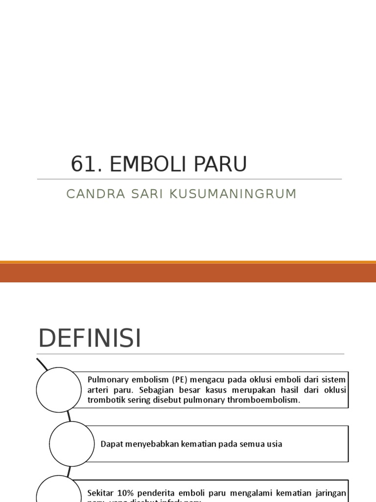 Pemahaman Emboli Paru dan Patofisiologinya | PDF | Seni