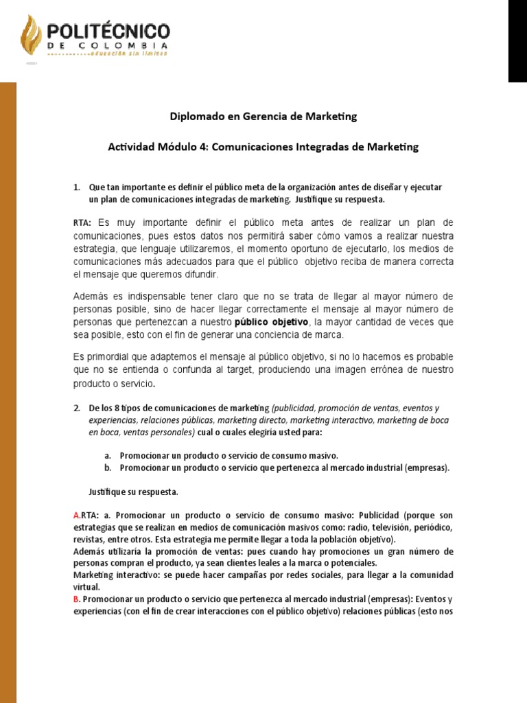 Actividad 4 Modulo 4 | PDF | Marketing | Publicidad