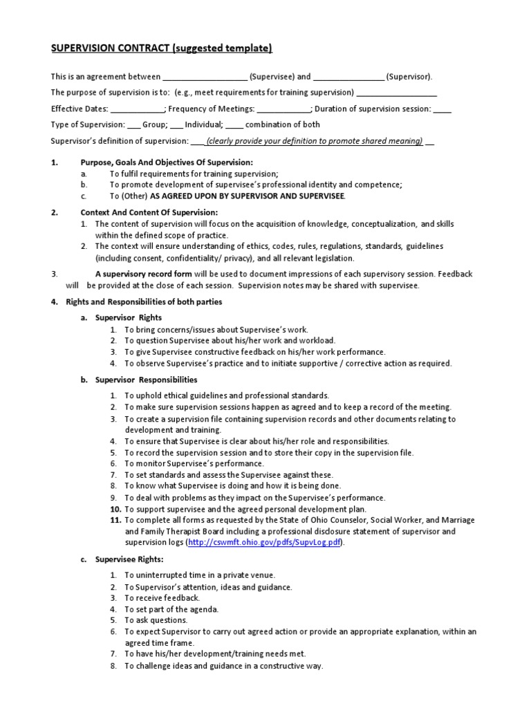 Technical Field Advisor Supervision Contract Template | PDF | School ...