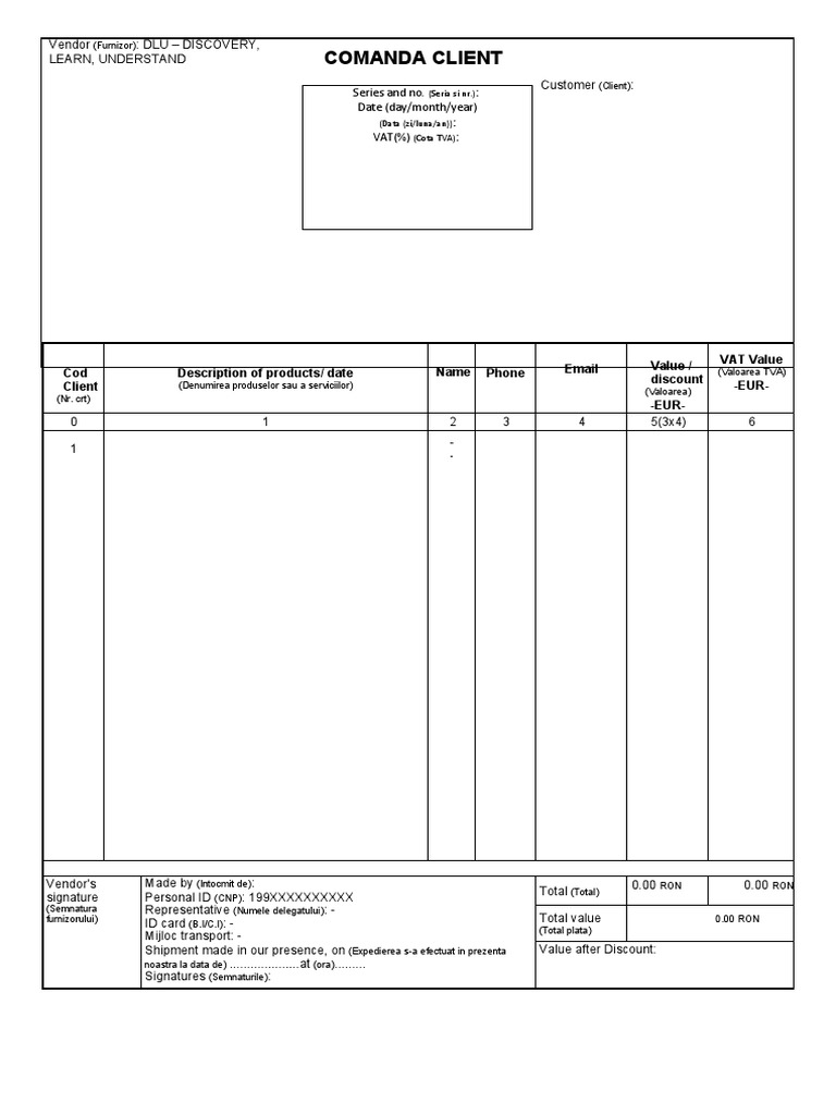 Comanda Client | PDF | Business