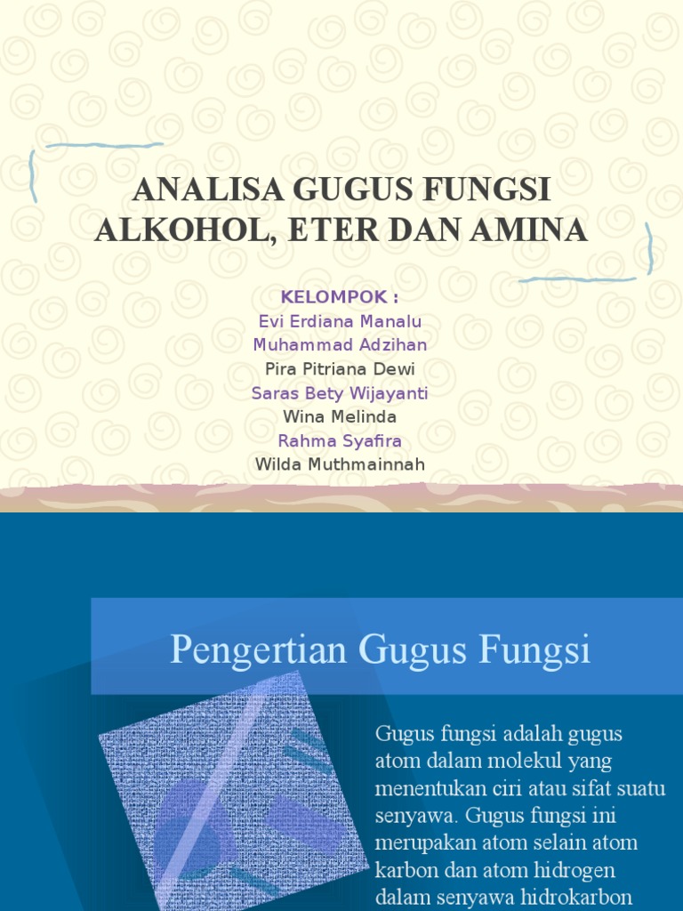 Analisis Gugus Fungsi Alkohol, Eter, Amina | PDF
