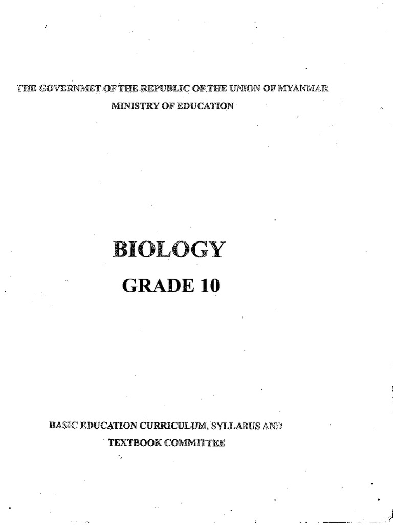 Grade 11 Biology (Myanmar) | PDF