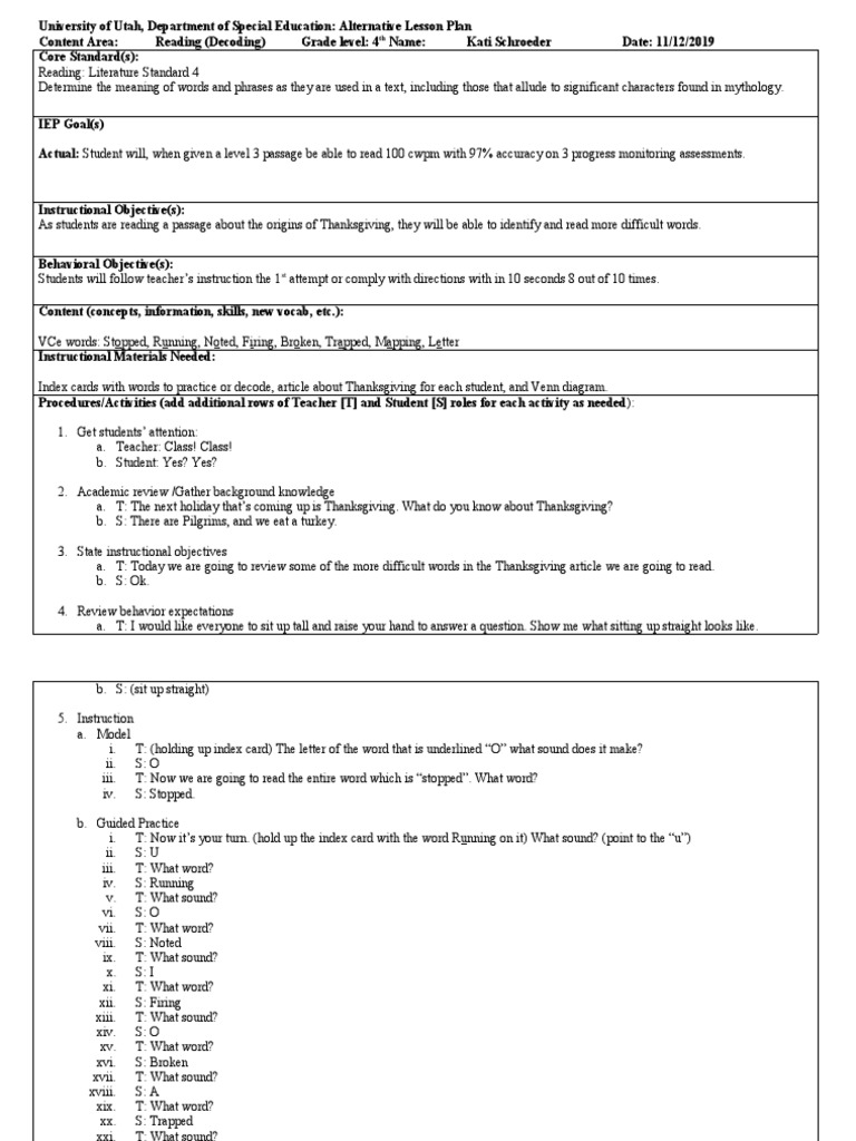 Decoding Lesson Plan Kati Schroeder | PDF | Lesson Plan | Teachers